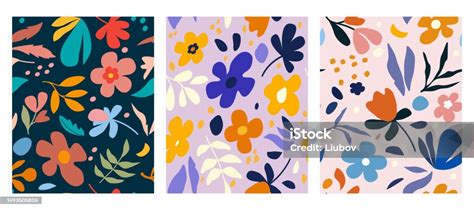 꽃 나뭇잎 나뭇가지로 추상적인 자연 손으로 그린 식물 패턴을 설정합니다 마티스의 아트 스타일 패브릭 인쇄 표지 배너 벽지를 위한 간단한 흑백 현대 일러스트 디자인 0명에