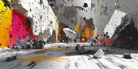 Abstract Modern Art Installation With Vibrant Colors And Dynamic Shapes Stock Illustration