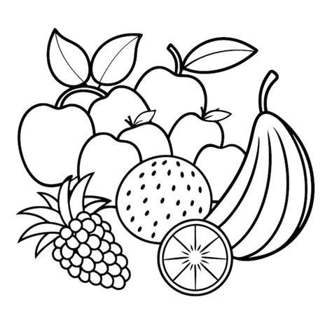 A Black And White Drawing Of Bananas Apples And Bananas Premium Ai