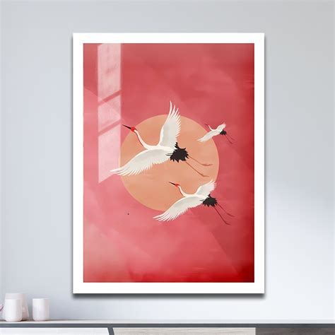 Flying Japanese Cranes Metal Poster Metal Art Print Wes And Co Gallery