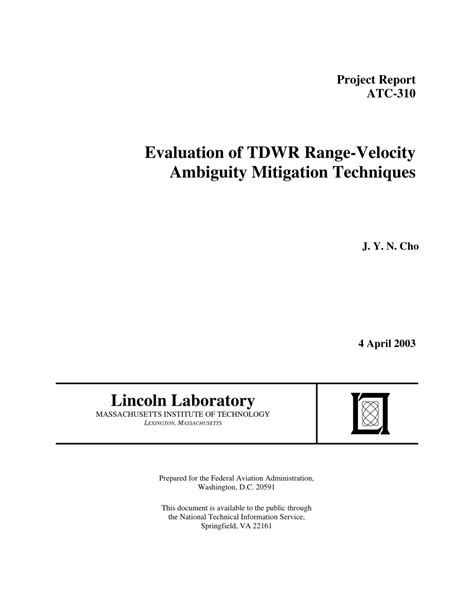 Pdf Evaluation Of Tdwr Range Ambiguity Mitigation Techniques