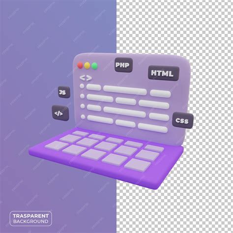 Premium Psd Illustration Of Programming On A Laptop With Multiple Programming Languages In 3d