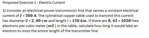 Solved Proposed Exercise Electric Current Consider An Chegg Com