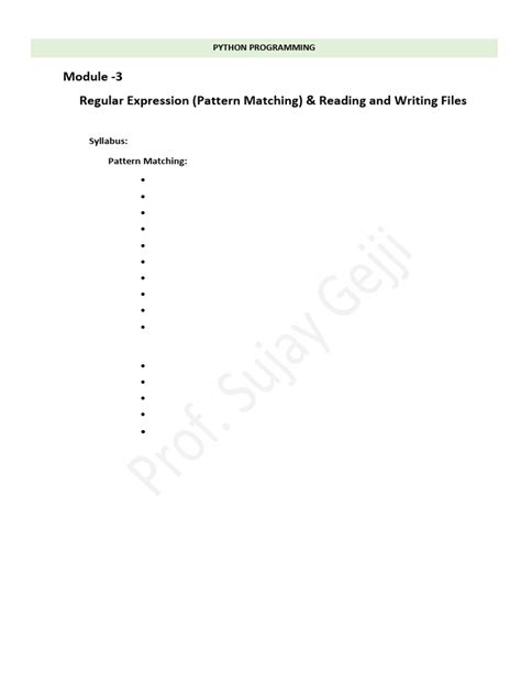 Python Module 3 Notes 21ec646 Final Pdf Regular Expression