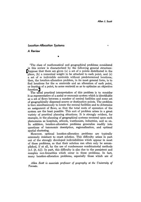 Pdf Location Allocation Systems A Review