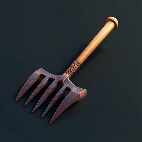 3d Rake Icon Gardening And Lawn Care Illustration Logo Premium Ai