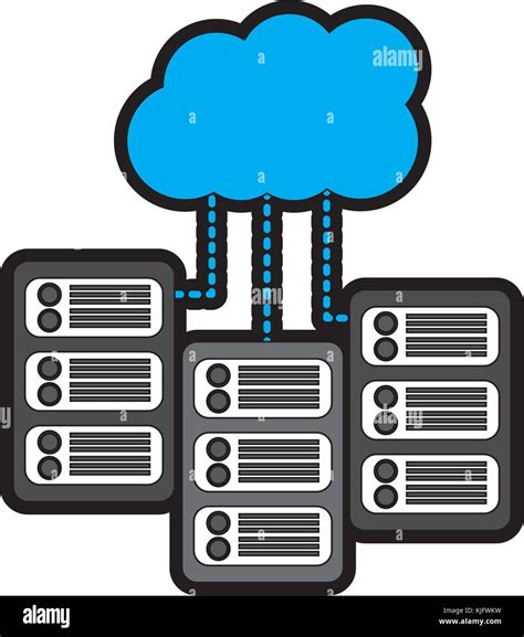 Set Of Data Base Server Cloud Connect Binary Development Process Stock