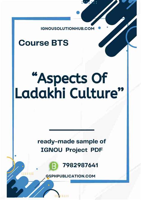 ignou pts 04 project sample 2 aspects of ladakhi culture ignou