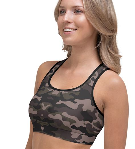 Dark Camo Sports Bra Action Curves