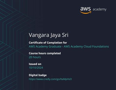 Vangara Jaya Sri On Linkedin Aws Cloudfoundations Cloudskills