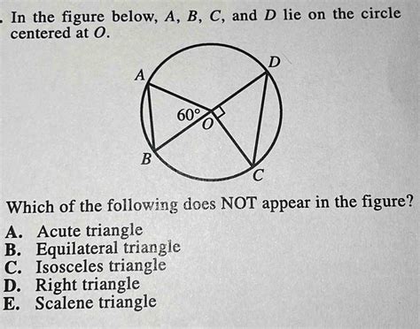 Solved In The Figure Below A B C And D Lie On The Circle Centered
