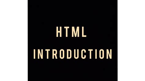 Html Introduction Youtube
