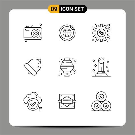 Set Of 9 Modern Ui Icons Symbols Signs For Education Alarm Resources Work Gear Editable Vector