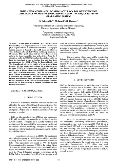 Pdf Simulation Model And Location Accuracy For Observed Time Difference Of Arrival Otdoa