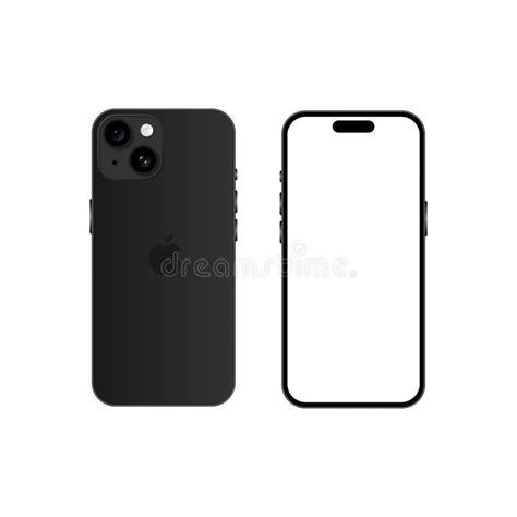 Iphone 15 Model Black Color Front View And Back View Vector Mockup Editorial Photography