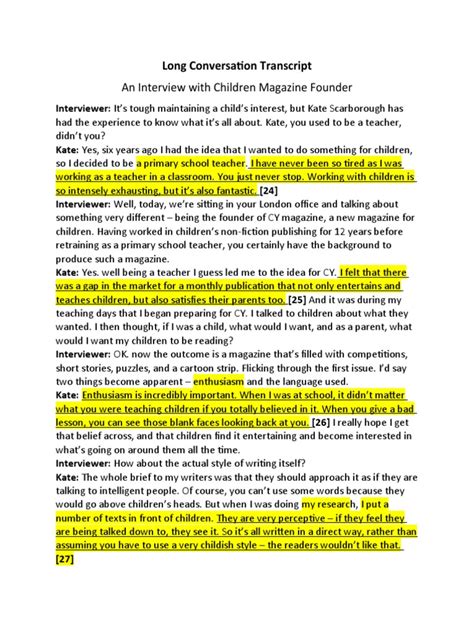 Long Conversation Transcript Pdf Teachers