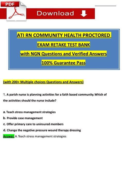 Rn Ati Community Health Proctored Exam Retake Test Bank 200 Ques
