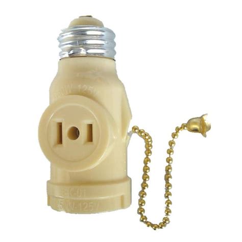 Shop Project Source 660 Watt Ivory Medium Light Socket Adapter With Pull Chain At Lowes Com