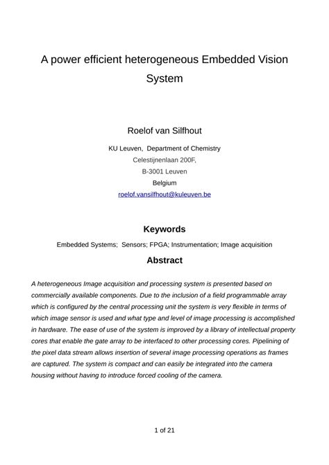 Pdf A Power Efficient Heterogeneous Embedded Vision System
