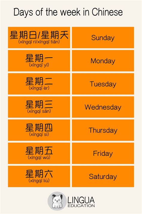 Days Of The Week In Chinese In 2025 Mandarin Chinese Learning Learn