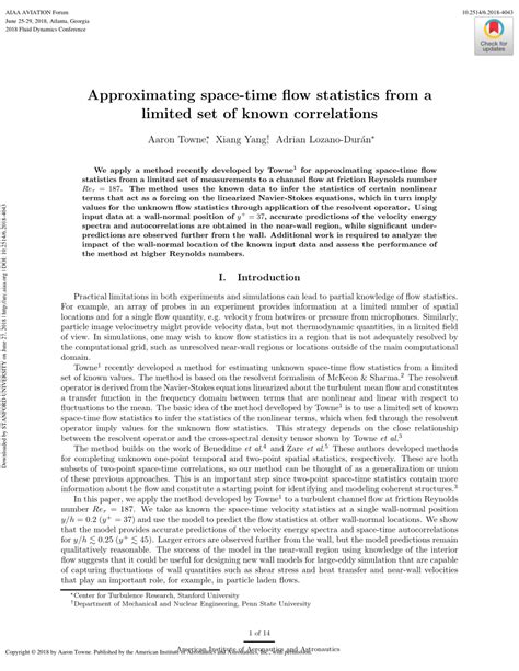 Pdf Approximating Space Time Flow Statistics From A Limited Set Of Known Correlations