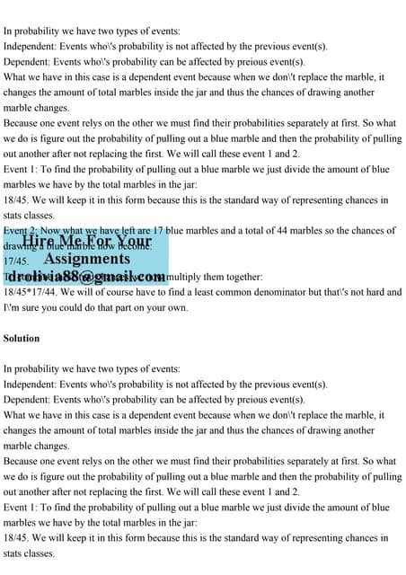 In Probability We Have Two Types Of Eventsindependent Events Whopdf