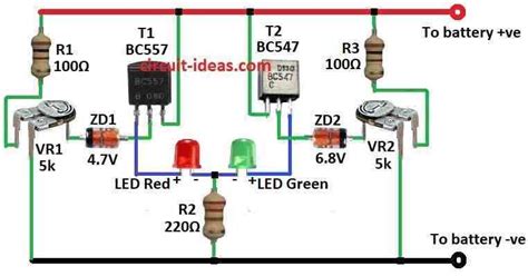 Simple 2 Led Battery Status Indicator Circuit Circuit Ideas For You