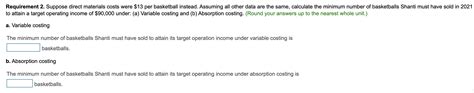 Solved Requirement 2 Suppose Direct Materials Costs Were