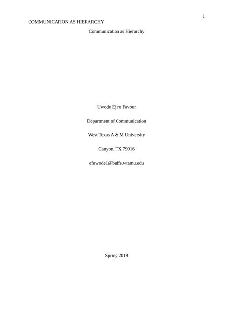 Pdf Communication As Hierarchy