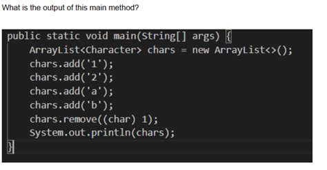 Solved What Is The Output Of This Main Method Public Static