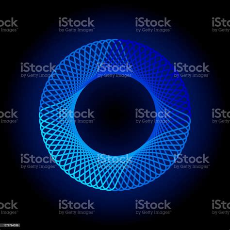 빛나는 첨탑 원 음파 최소 선 패턴 주문 된 파도 우주 파형 블루 에너지 추상화 벡터 그림입니다 원형에 대한 스톡 벡터 아트 및 기타 이미지 Istock