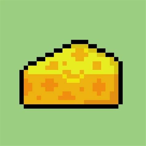 Slice Of Cheese With Pixel Art Style