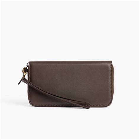 Womens Leather Wallet Wristlet In Brown Saddle Thursday