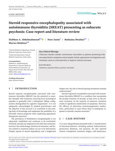 Pdf Steroid Responsive Encephalopathy Associated With Autoimmune