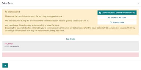 Odoo 150 Creating An Automated Action With Raise Warning Gives A Server Error · Issue 79312