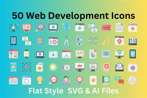 Web Development Icon Set 50 Flat Icons Svg And Ai Files