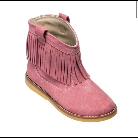 Elephantito Shoes Elephantito Pink Suede Fringe Boots Girls 3