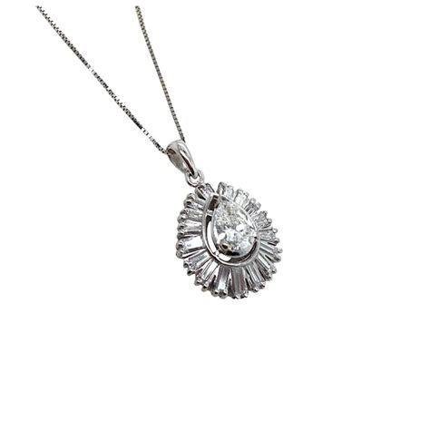 14k White Gold Diamond Pendant Ruby Lane