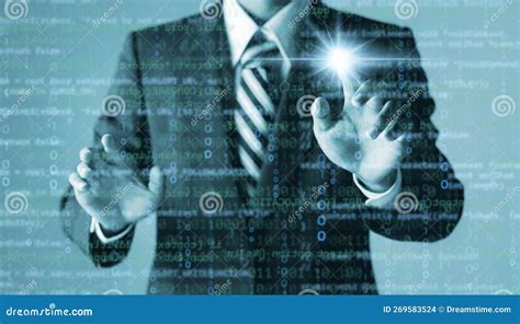 Programmers Work With Computer Code On A Virtual Interface Digital