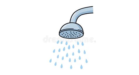 Shower Head Cartoon With Water Droplets Falling Stock Illustration