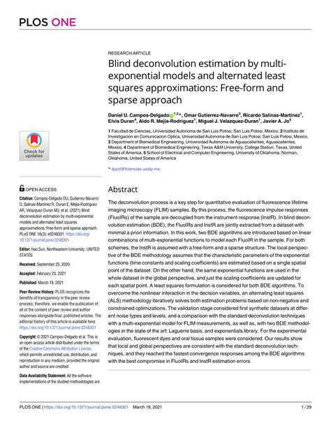 Pdf Blind Deconvolution Estimation By Multi Exponential Models And