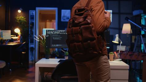 Remote Software Developer Arriving In Personal Office At Home Starting Job Shift With Cup Of