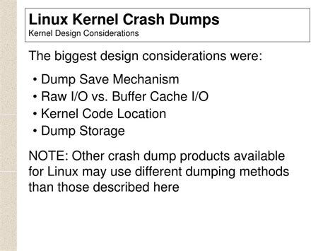Ppt Linux Kernel Crash Dumps Powerpoint Presentation Free Download