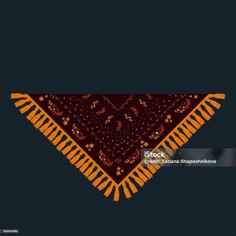 러시아 목도리 프린지에 의해 누 명을 하는 금색과 빨간색 패턴과 장식 어두운 배경에 절연 0명에 대한 스톡 벡터 아트 및 기타