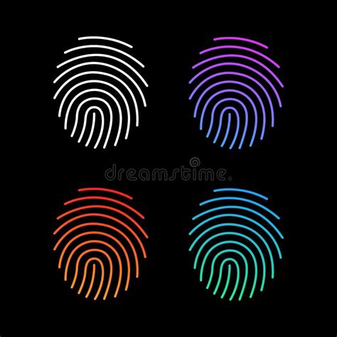 Fingerprint Vector Icons Identity Finger Print Or Thumbprint Set Security Biometric Symbols