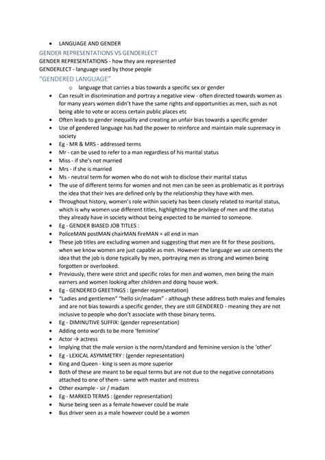 SOLUTION English Language Aqa Alevel Language And Gender Studypool