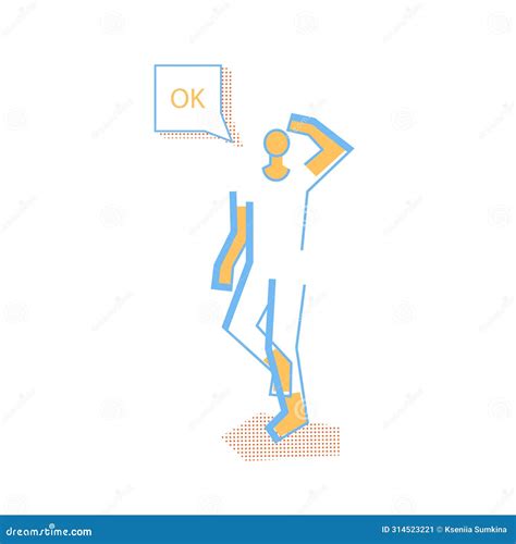 Man In Dynamic Pose With Ok Text In Dialog Speech Bubble Stock Illustration Illustration Of