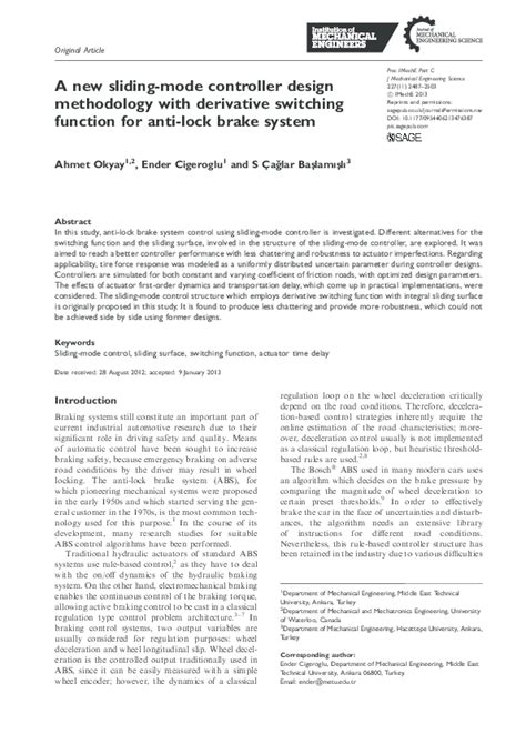 Pdf Sliding Mode Control Algorithm Development For Anti Lock Braking System