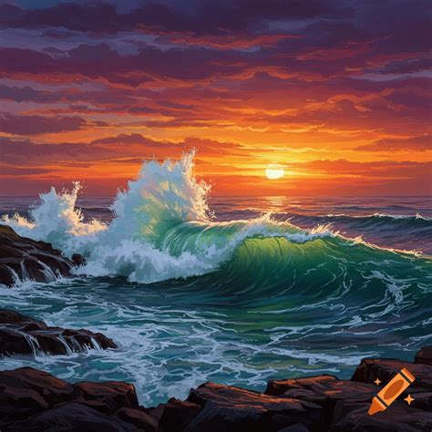 Pipeline Waves Sunset