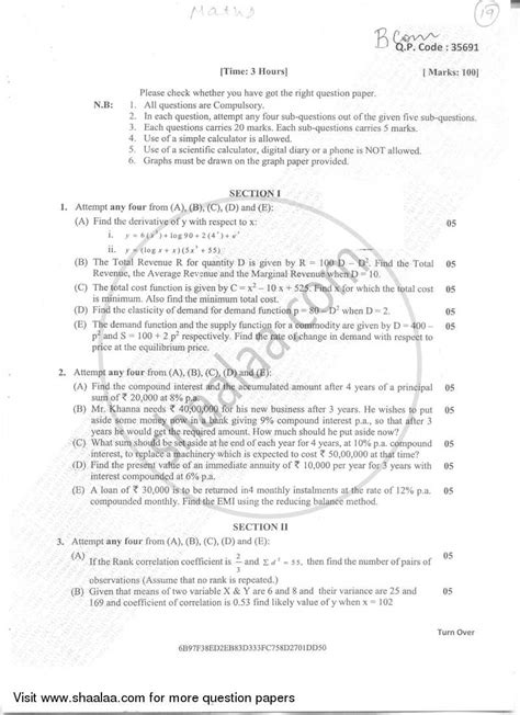 Mathematical And Statistical Techniques 2 2017 2018 Bcom General Semester 2 Fybcom Question